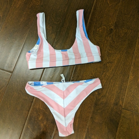 Swim | Reversible Candy Striped Bikini Set | Poshmark